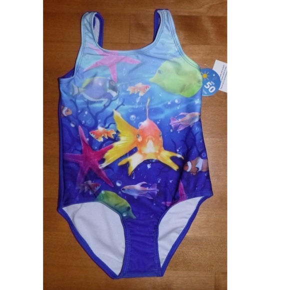 Wave Zone | Swim | Little Girls Pc Swimsuit Ocean Fish Aquarium Size Xs ...